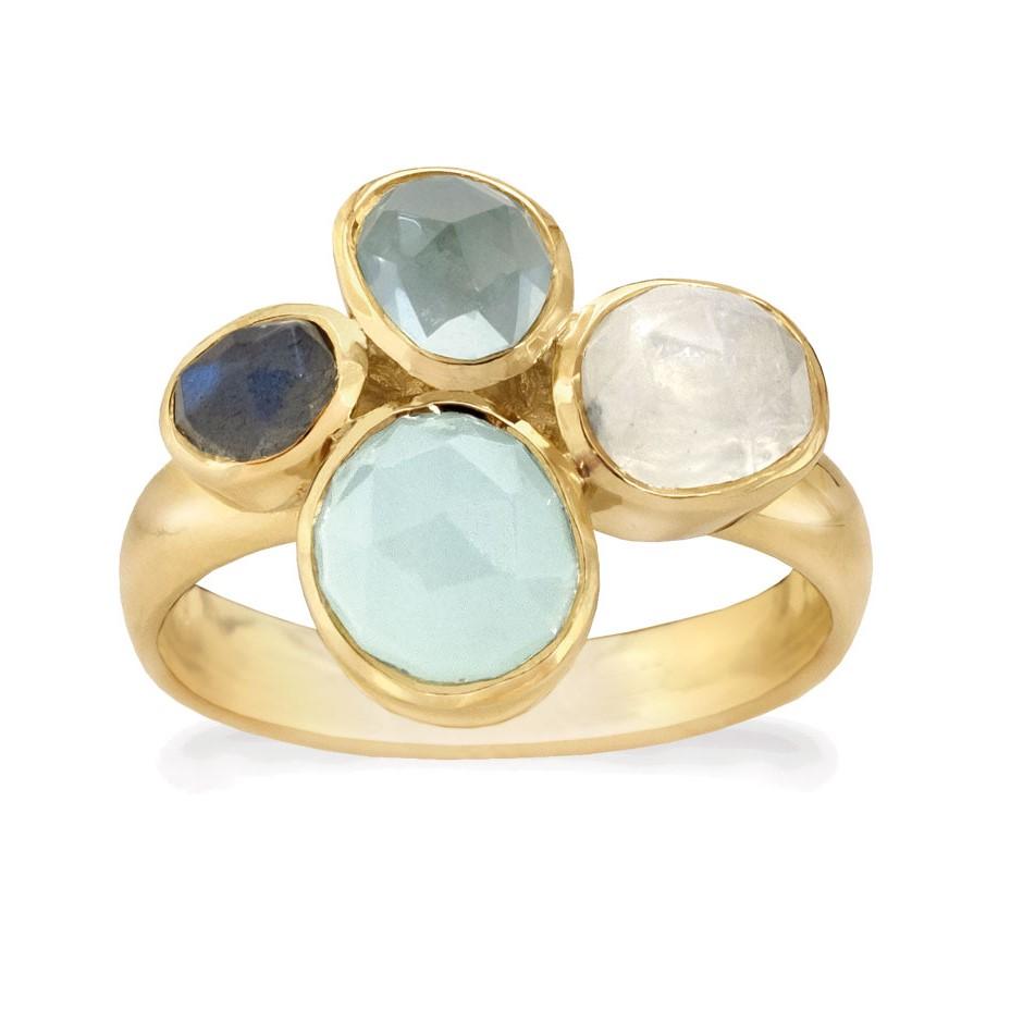 Rabinovich - Forgyldt ring med blå sten - Ocean Crush